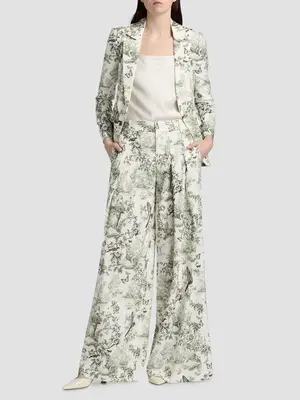 Alice + Olivia Blaire Printed Linen-blend Wide-leg Pants - Daybreak