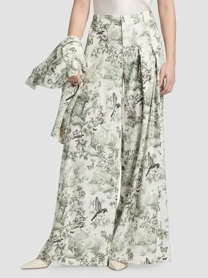 Alice + Olivia Blaire Printed Linen-blend Wide-leg Pants - Daybreak