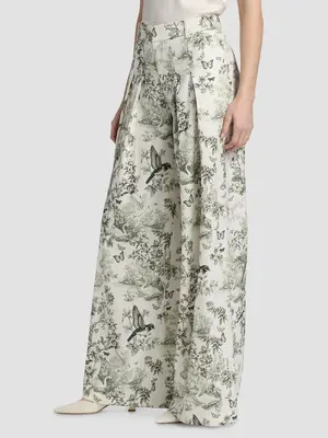 Alice + Olivia Blaire Printed Linen-blend Wide-leg Pants - Daybreak