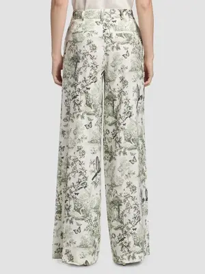 Alice + Olivia Blaire Printed Linen-blend Wide-leg Pants - Daybreak