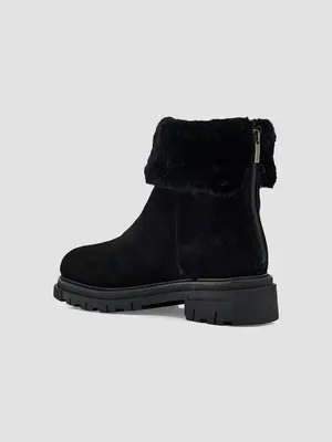La Canadienne Dory Suede & Shearling Ankle Boots - Black