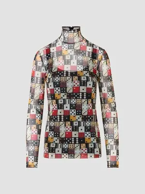 Akris Dice Print Tulle Top - Multicolor