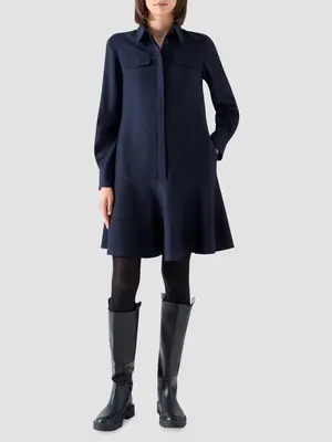 Akris Wool Flannel Mini Shirtdress
