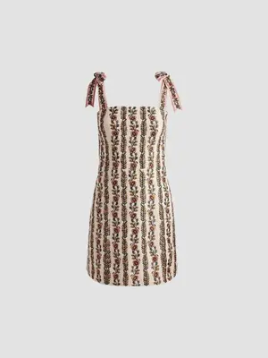 Alice + Olivia Maryann Floral Tie-strap Minidress - Off White Multi
