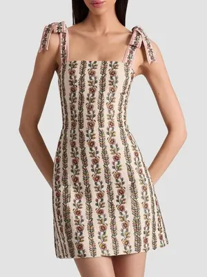 Alice + Olivia Maryann Floral Tie-strap Minidress