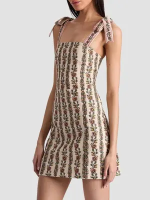 Alice + Olivia Maryann Floral Tie-strap Minidress