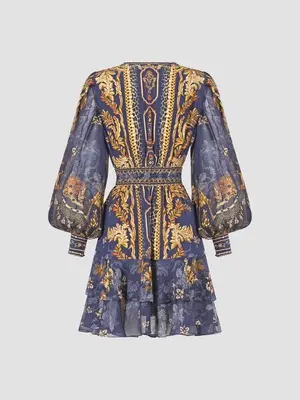 Camilla Notes From The Blue Room Baroque-print Silk Mini Dress