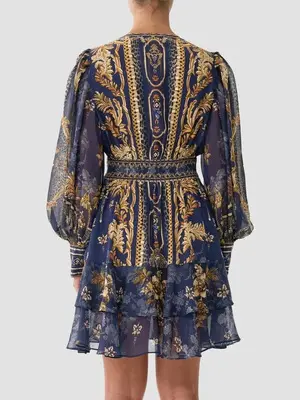 Camilla Notes From The Blue Room Baroque-print Silk Mini Dress