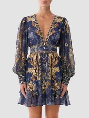 Camilla Notes From The Blue Room Baroque-print Silk Mini Dress
