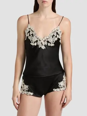 La Perla Lace-trim Silk Pajamas
