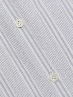 FRAME Striped Silk Lace Crop Shirt - Chambray Multi