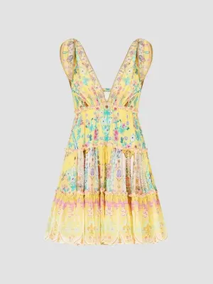 Camilla Tiered Shulder Tie Minidress