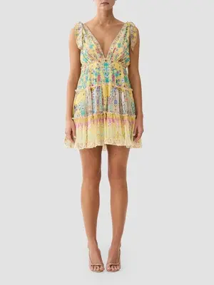 Camilla Tiered Shulder Tie Minidress