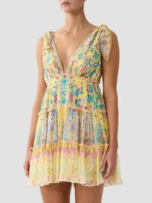 Camilla Tiered Shulder Tie Minidress
