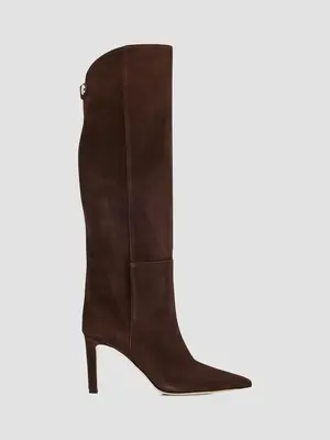 JIMMY CHOO Alizze 85mm Suede Knee-high Boots - Chocolate