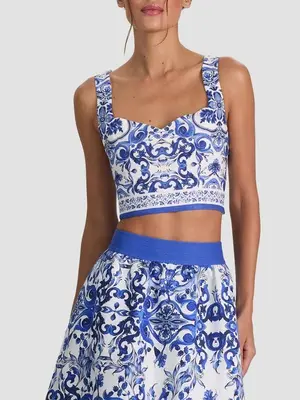 Alice + Olivia Miriam Sweetheart Crop Top - Solstice