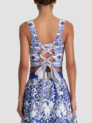 Alice + Olivia Miriam Sweetheart Crop Top - Solstice