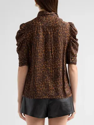 FRAME The Gillian Leopard Print Top