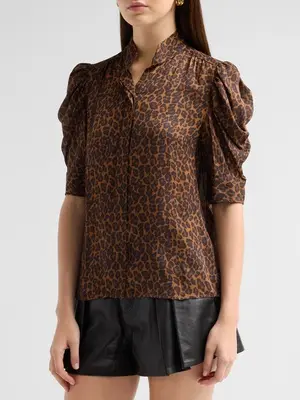 FRAME The Gillian Leopard Print Top