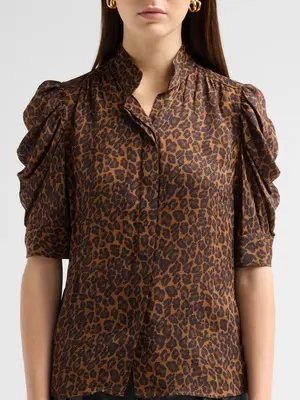 FRAME The Gillian Leopard Print Top