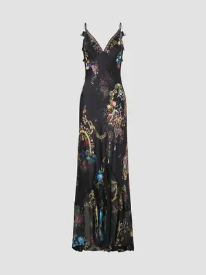 Camilla Silk Maxi Slipdress - Black