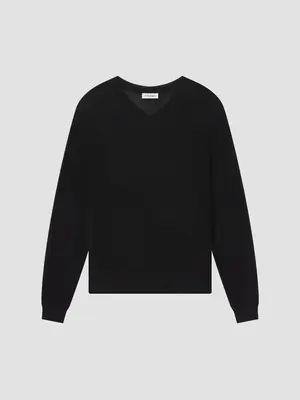 FRAME Fine Gauge Wool-cashmere V-neck Sweater - Black