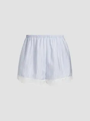 FRAME The Stripe Silk Lace-trim Shorts