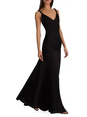 Alice + Olivia Bianca Twist-strap Godet Maxi Dress