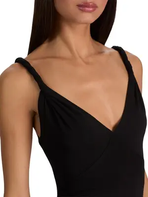 Alice + Olivia Bianca Twist-strap Godet Maxi Dress