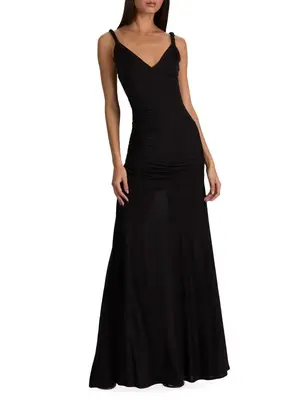 Alice + Olivia Bianca Twist-strap Godet Maxi Dress