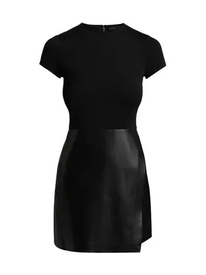 Alice + Olivia Sabine Mixed-media Short-sleeve Minidress