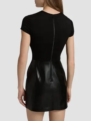 Alice + Olivia Sabine Mixed-media Short-sleeve Minidress