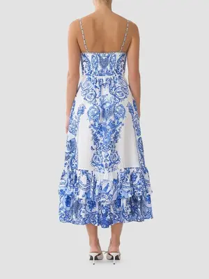 Camilla Print Silk Ruffle-hem Midi Dress