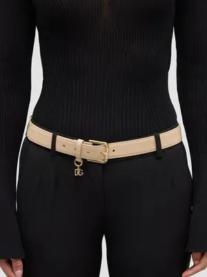 Dolce & Gabbana Dg Charm Smooth Leather & Brass Belt