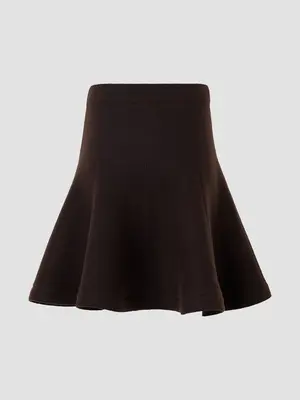 Akris Boiled Wool Panel Mini Skirt - Espresso