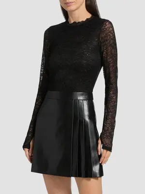 Alice + Olivia Chara Mixed-media Pleated Minidress