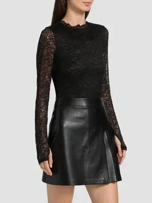 Alice + Olivia Chara Mixed-media Pleated Minidress