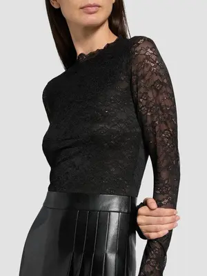 Alice + Olivia Chara Mixed-media Pleated Minidress