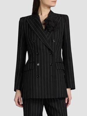 Dolce & Gabbana Gessato Pinstripe Wool Double-breasted Blazer