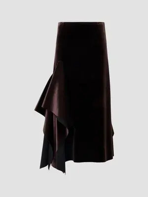 Akris Velvet Neoprene Asymmetric Midi Skirt - Coffee