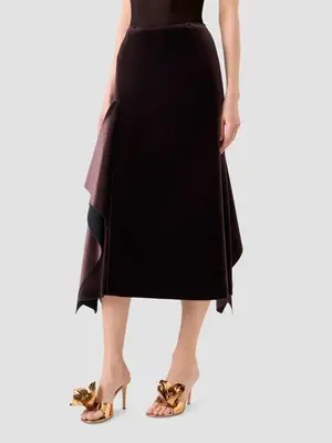 Akris Velvet Neoprene Asymmetric Midi Skirt