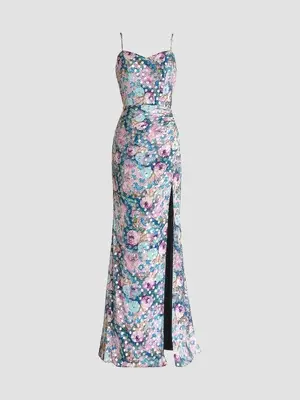 Dress The Population Drae Metallic Draped Gown