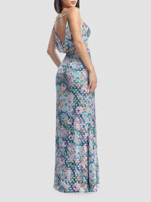 Dress The Population Drae Metallic Draped Gown