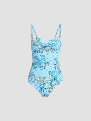 Lilly Pulitzer® Solaria Ruched One-piece Swimsuit - Blue Multi
