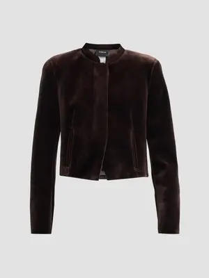 Akris Kadet Velvet Crop Jacket - Coffee