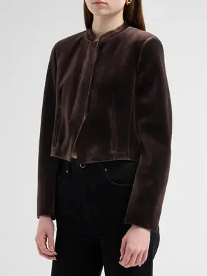 Akris Kadet Velvet Crop Jacket