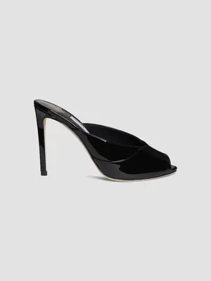 JIMMY CHOO Brigitte 100mm Patent Leather Mules - Black