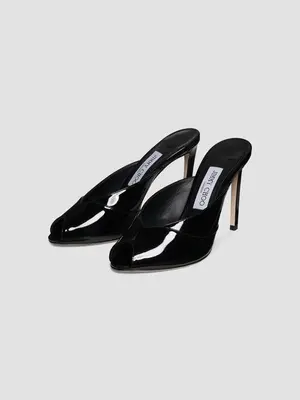 JIMMY CHOO Brigitte 100mm Patent Leather Mules - Black