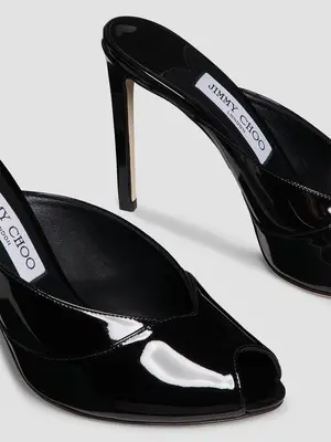 JIMMY CHOO Brigitte 100mm Patent Leather Mules - Black