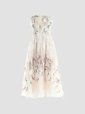 Dress The Population Kailyn Embroidered Fit & Flare Gown - Blush Multi
